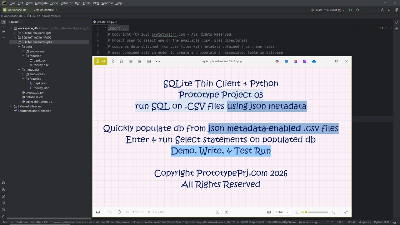Run SQL on .CSV data - SQLite Thin Client + Python + Prototype Project 03