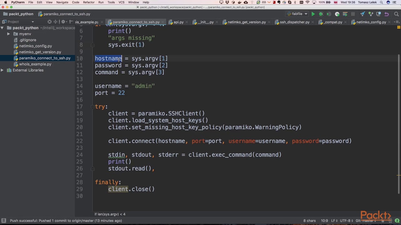 Enterprise Automation with Python: Installation of Paramiko Module with Initial e.g| packtpub.com