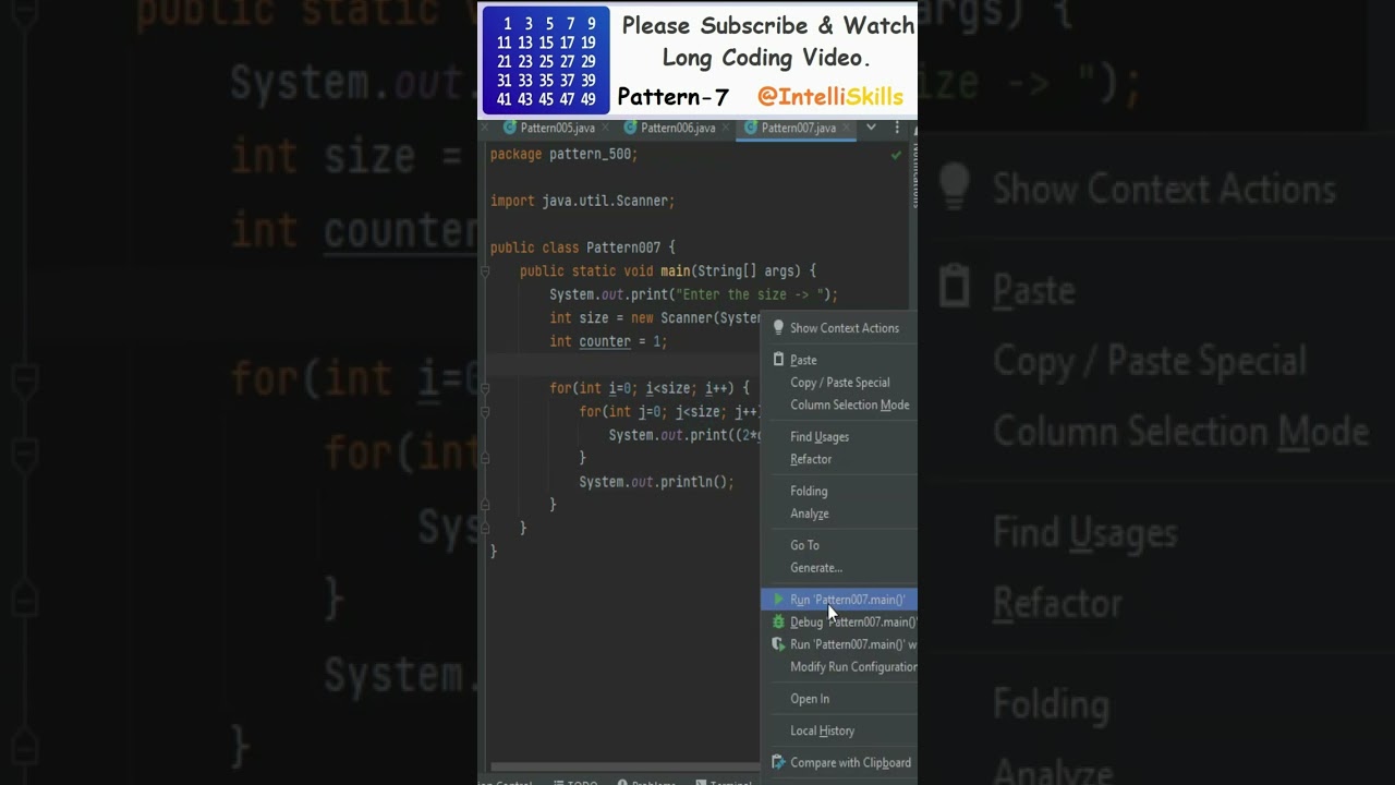 Java Pattern-07 | 500 Java Pattern Programs #shorts #java #coding #programming