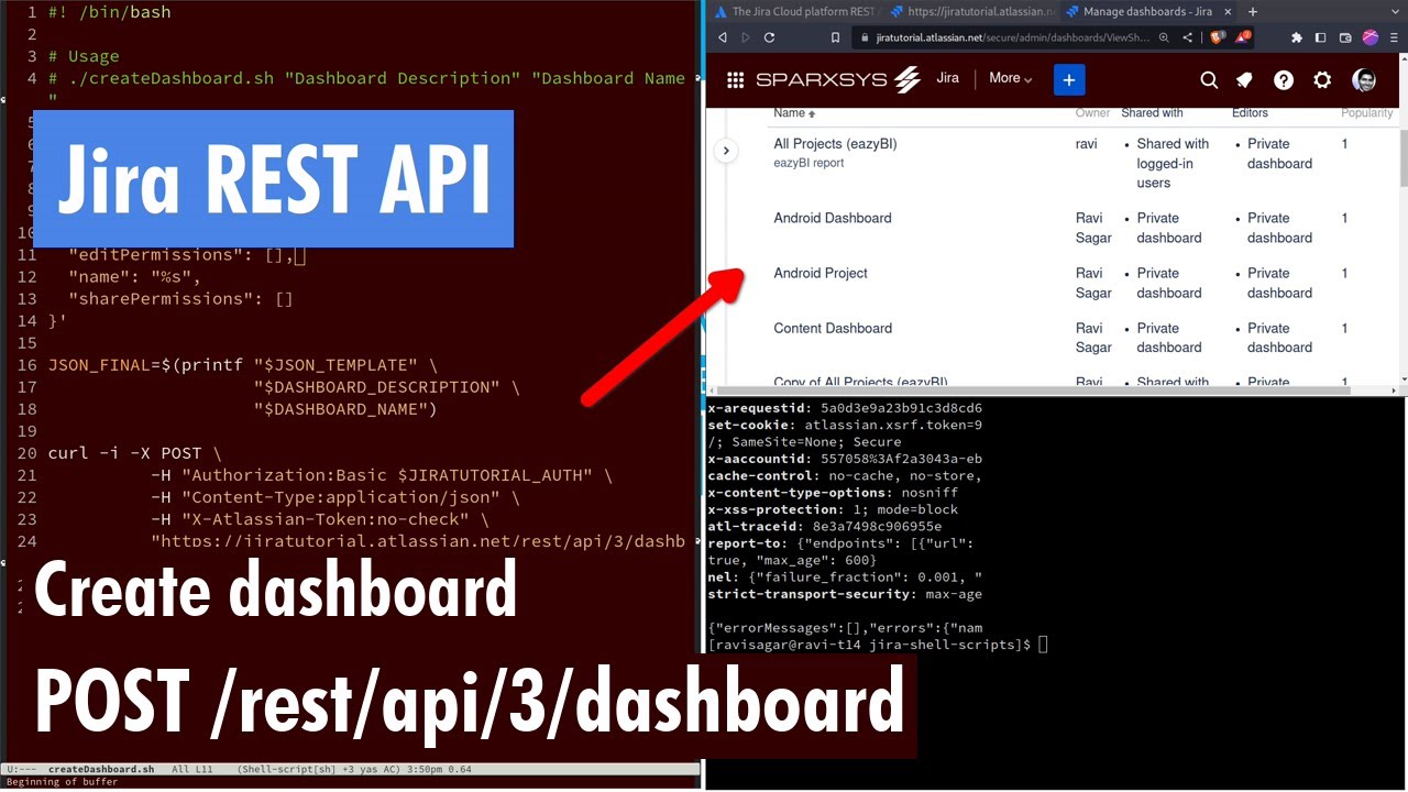 Jira REST API - Create a dashboard