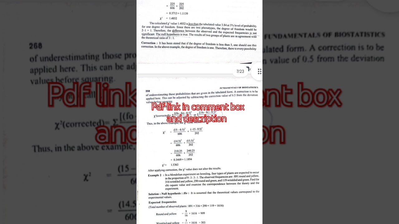 Example 1 for application of Chi Square Test (8) | Quantitative biology Biostatistics MSc sem-1 #msc