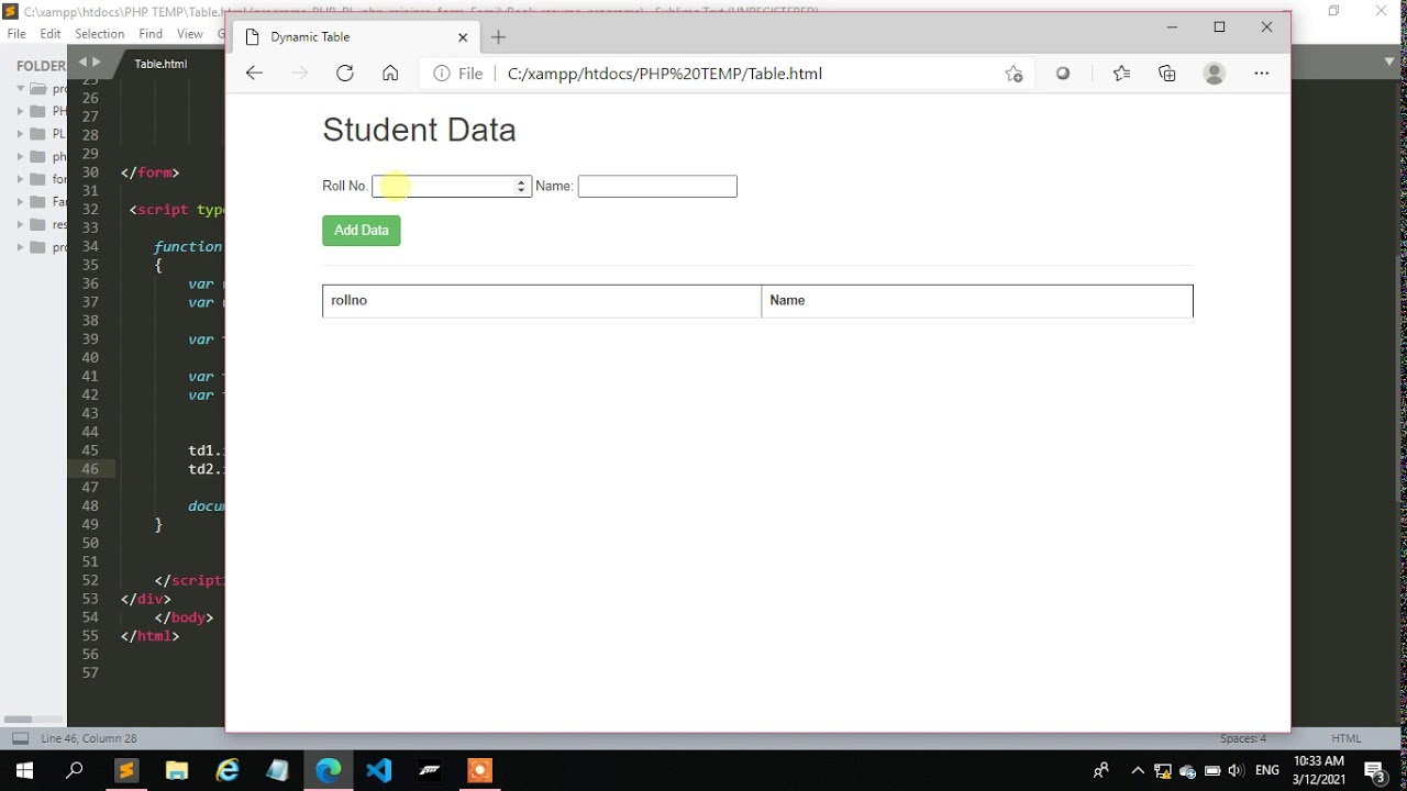 Delete data from table dynamically using HTML and JavaScript