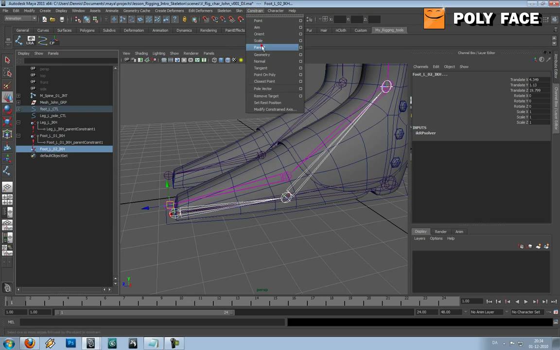 Maya Tutorial - Character Rigging - The Leg - Part 2/6