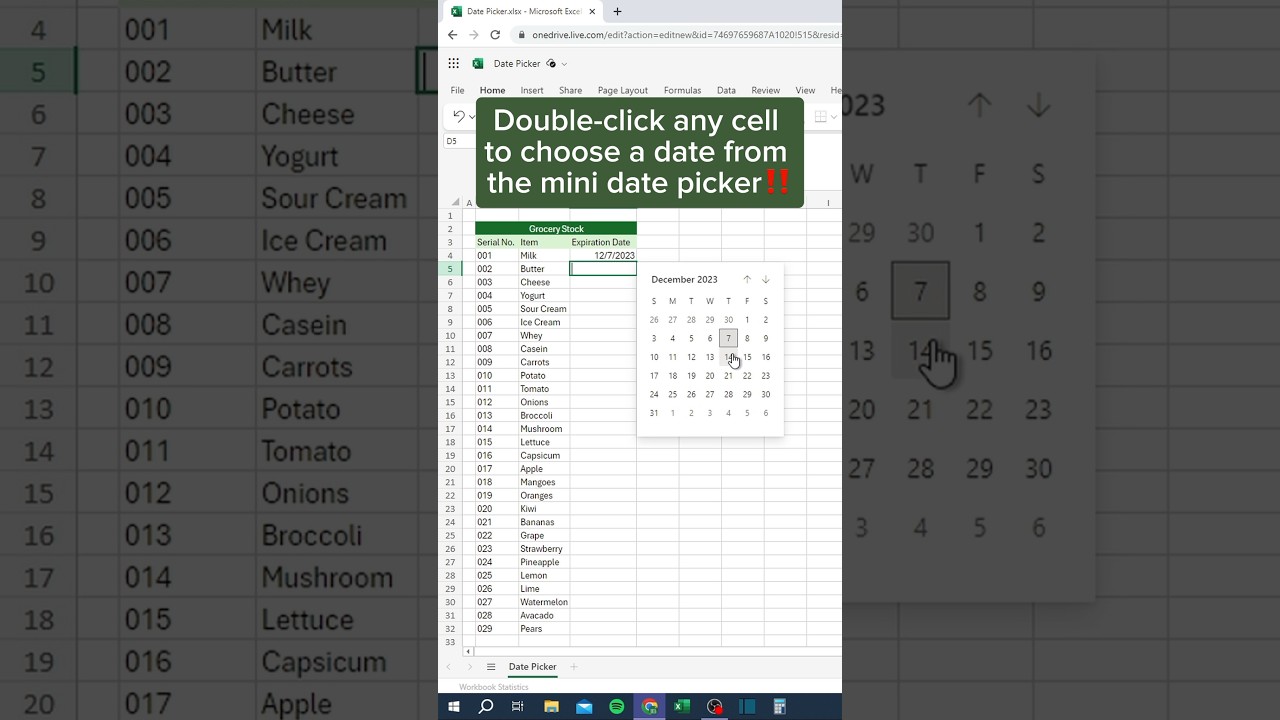 NEW Date Picker in Excel for Web‼️ #excel