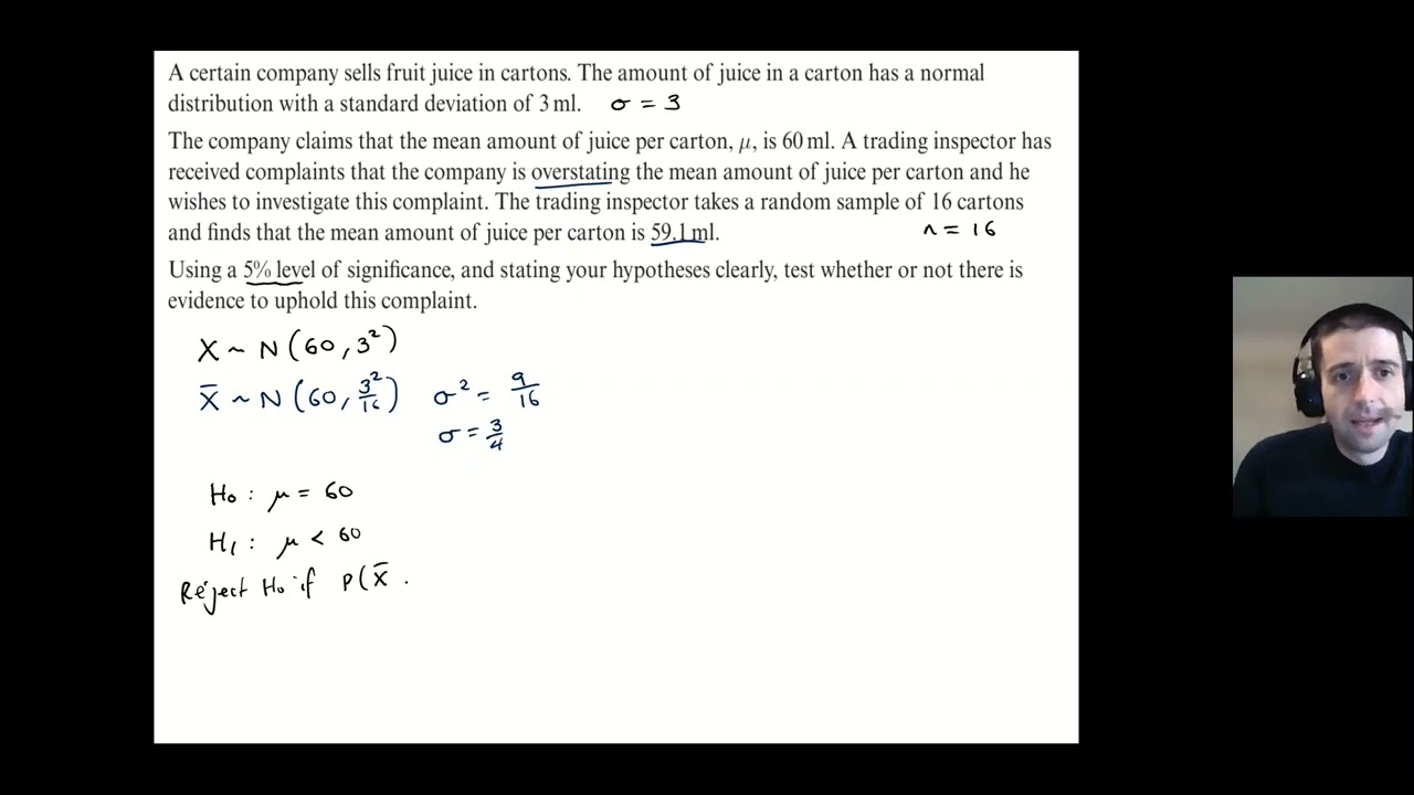 How to conduct a hypothesis test using a normal distribution