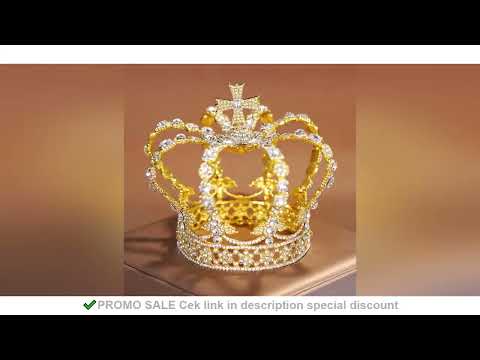 Baroque Retro Court Royal Queen Crown Rhinestone Cross Tiaras and Crowns for Women Party Prom Diadem