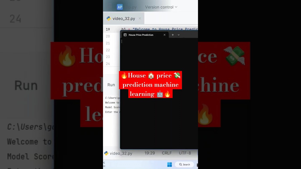 House price Prediction Machine Learning #python #education #machine #machinelearning #shorts