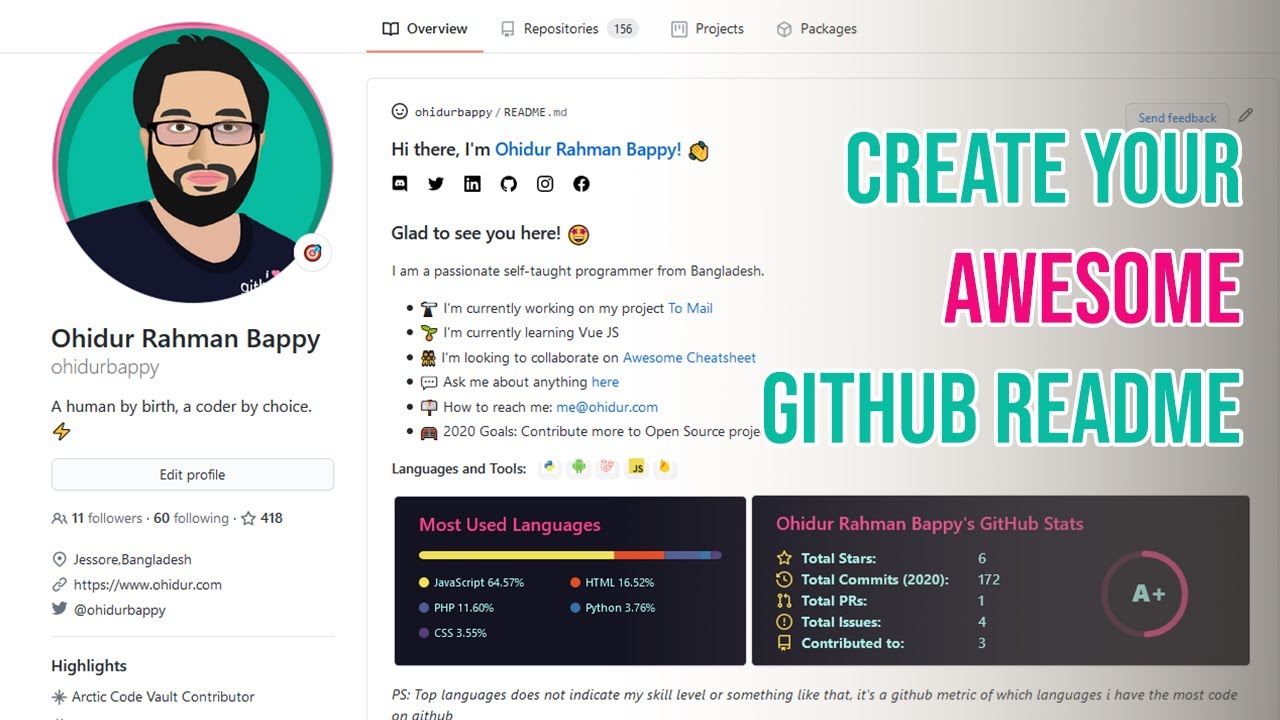 Next Level GitHub Profile README (2020) - Create An Amazing Profile ReadMe With #GitHub Actions