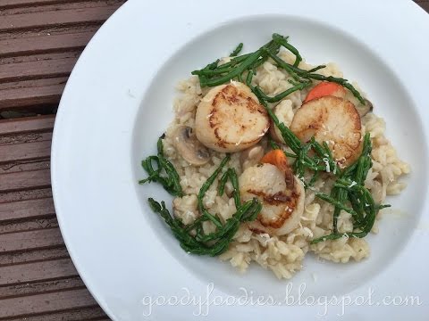 Risotto with seared scallops and samphire (Cooking Video)