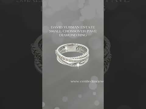 David Yurman Estate Small Crossover Pave Diamond Ring Size 5.25 0.18 TCW 6.8 mm Silver ✨