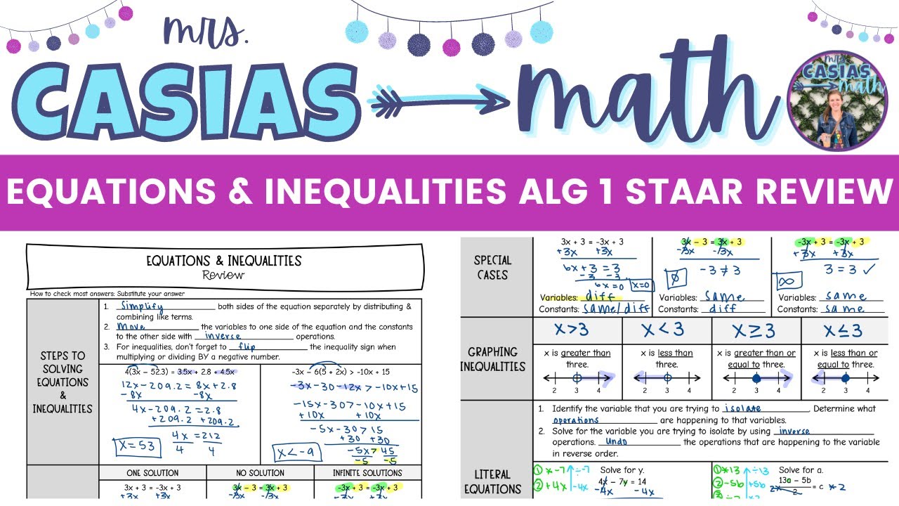 Equations and Inequalities | Algebra 1 STAAR EOC Test Review Lesson