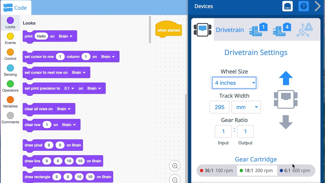VEXcode V5 Block Configuring A Drivetrain