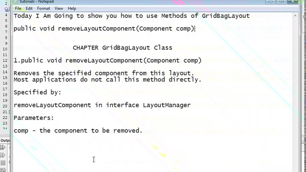 Java Programming Tutorial -GridBagLayout-16- public void removeLayoutComponent(Component comp)