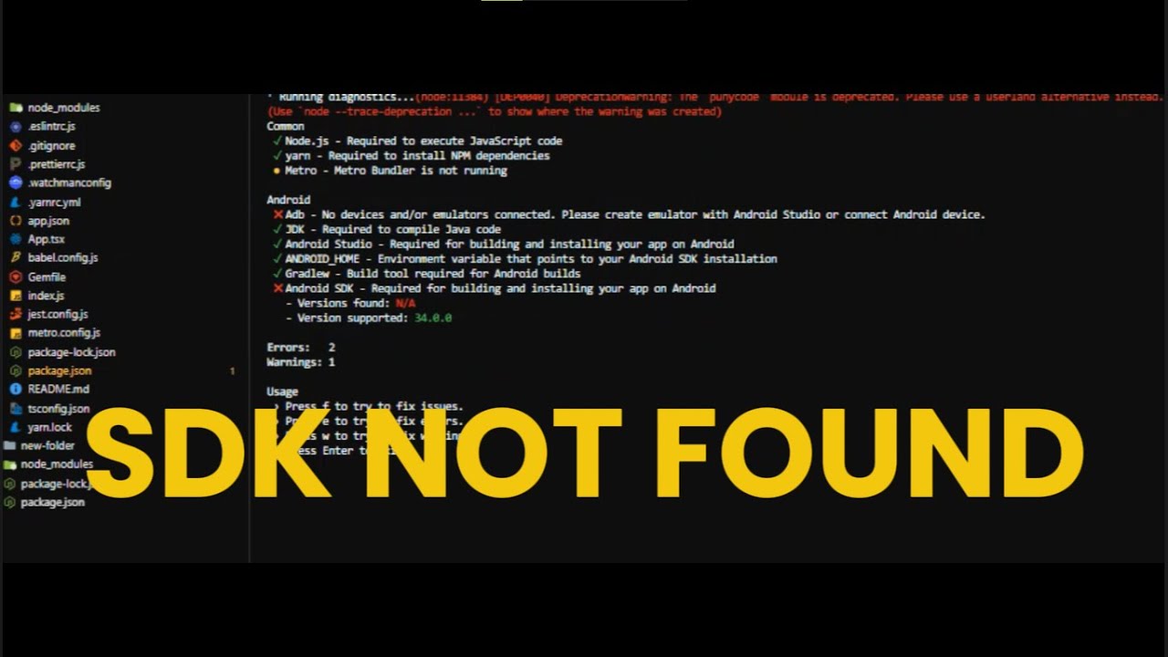 sdk not found react native | react native sdk setup #react #adb #android #reactnative
