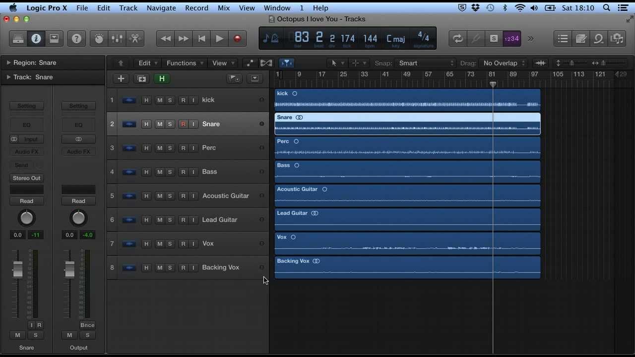 Logic Pro X Tutorial 11 - Working with track waveforms