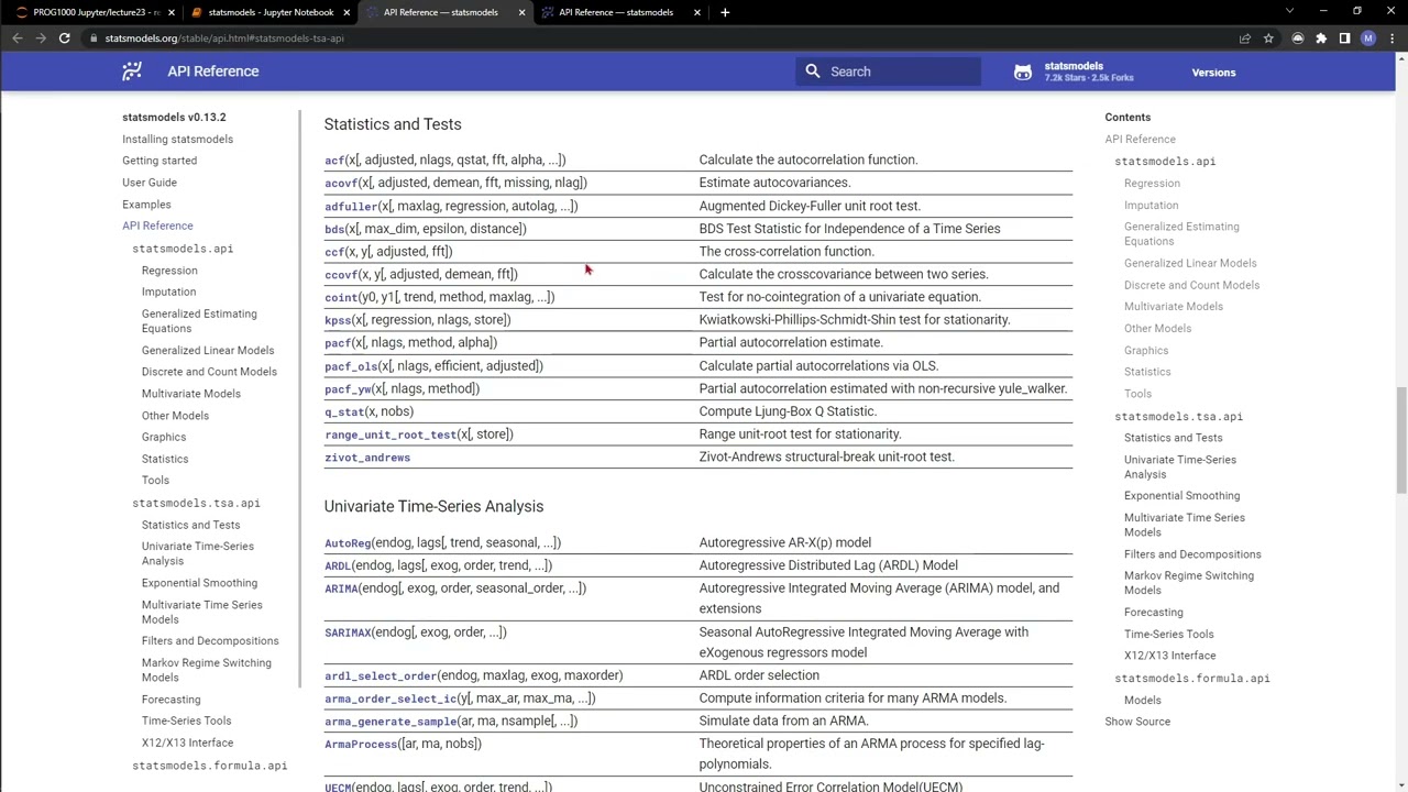 python - statsmodels - overview