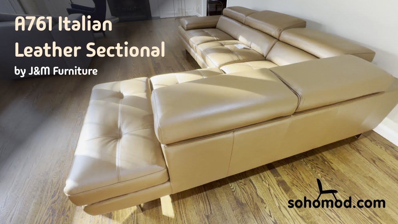 A761 L-Shaped Italian Leather Sectional Sofa - Best for Your Living Room!