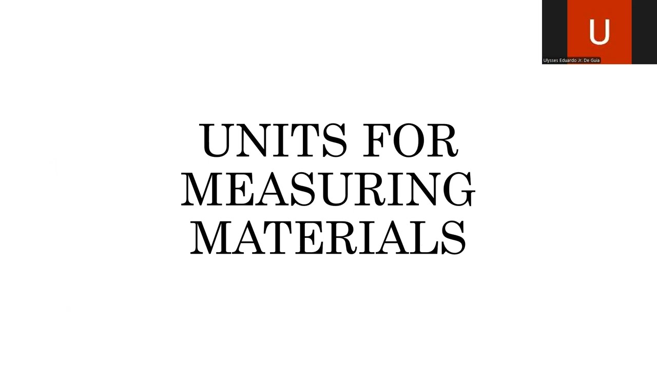 01 - UNITS FOR MEASURING BUILDING MATERIALS