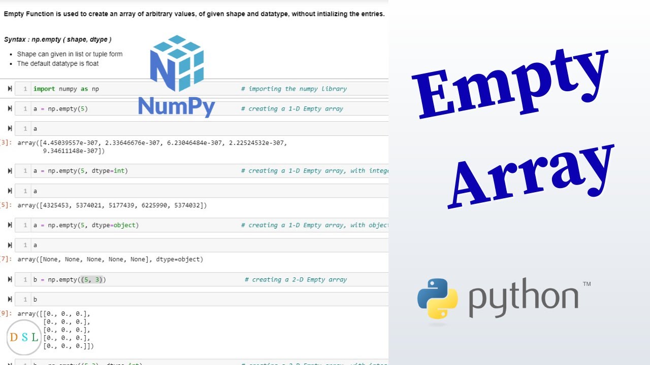 Python Numpy Tutorial - 7 ... Empty Array Function  || np.empty( )