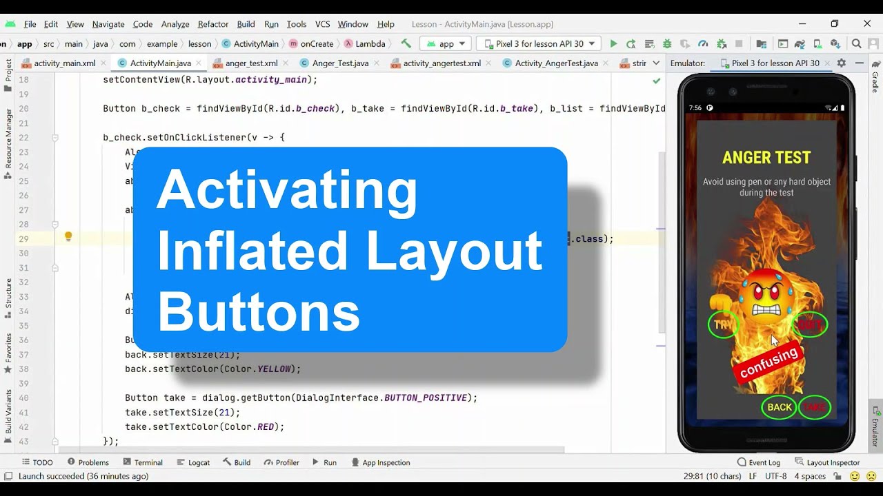 Activating Button on Inflated Layout Android Studio Java.