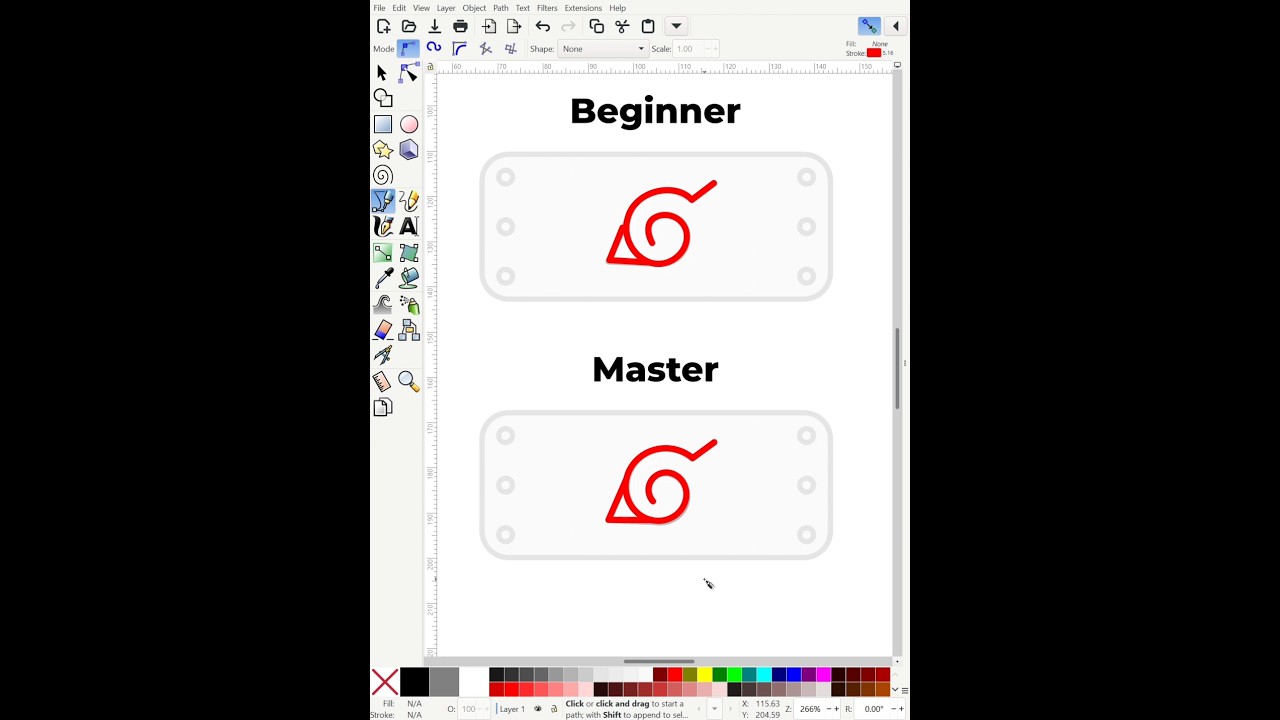 Konoha Logo MADE EASY: Pen Tool + Spiro Path! 🍃 Inkscape Tutorial #inkscape #tutorial  #naruto