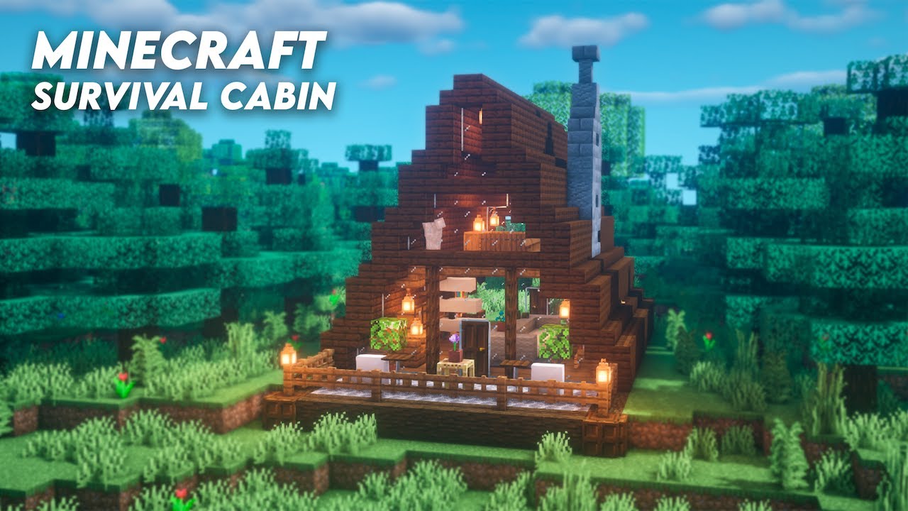 Minecraft: How to Build a Survival Cabin | A-Frame House Tutorial | WORLD DOWNLOAD