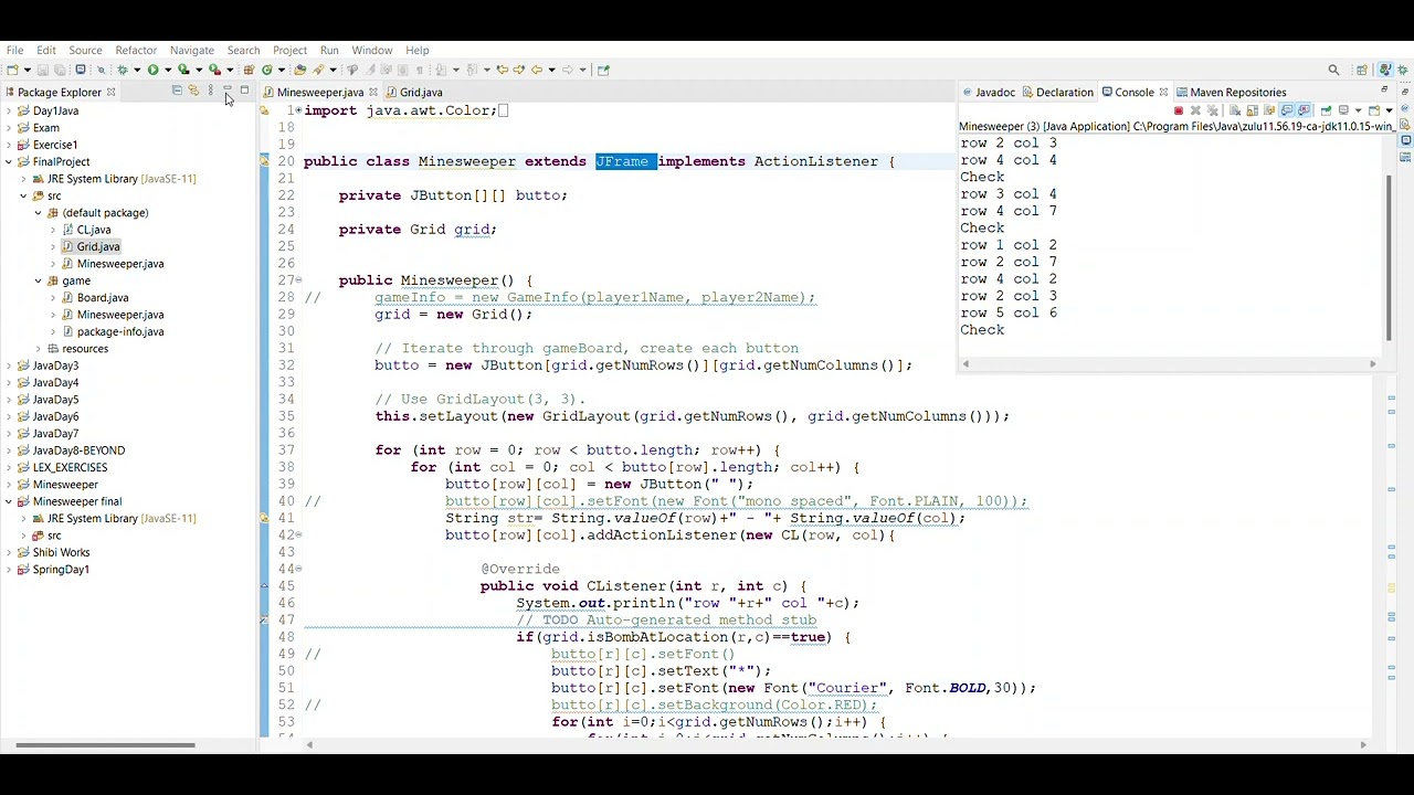Minesweeper Game using Java Programming with JFrame
