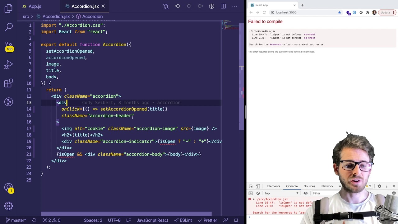 Live coding react - adding more functionality to an accordion component