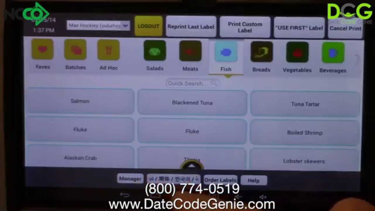 Date Code Genie Automated Food Prep Labeling System