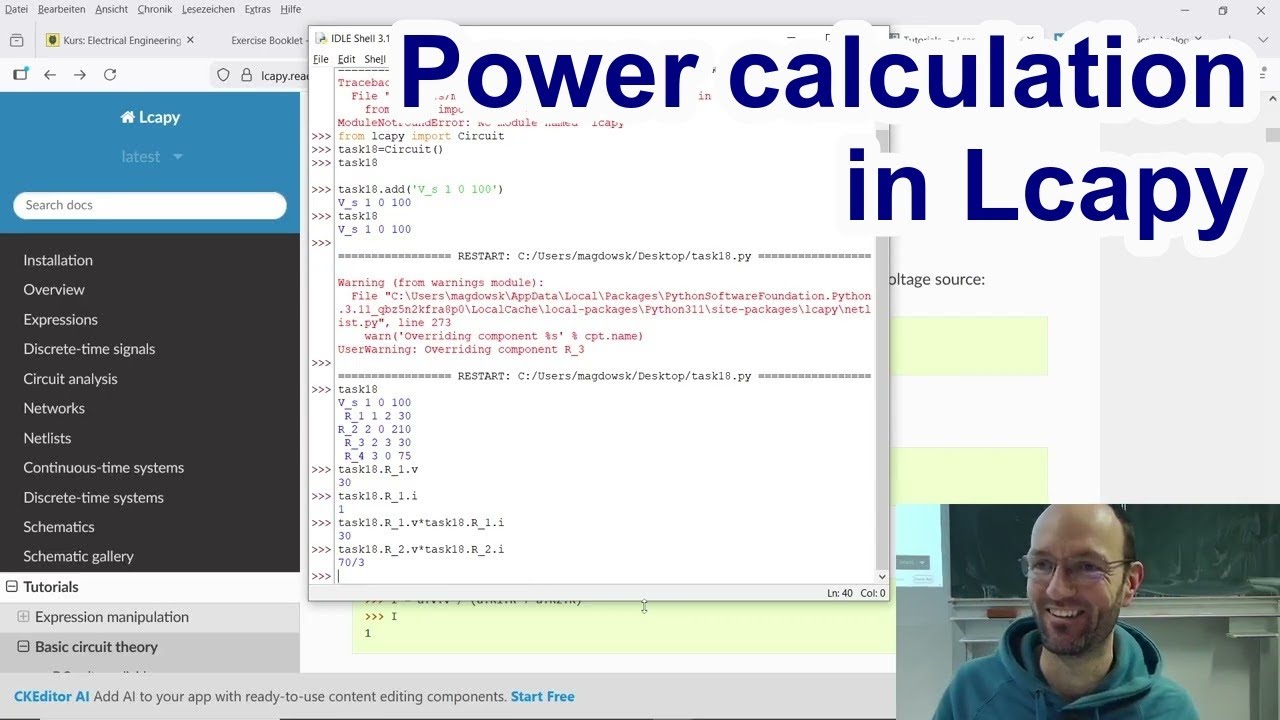 How to use the Lcapy library in Python to calculate the power dissipation of resistors in a circuit?