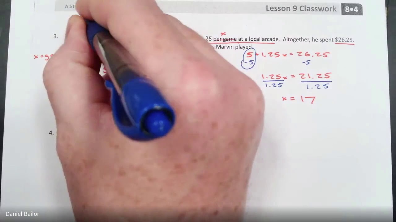 8th Grade Eureka Math Module 4: Lesson 9 - Application of Linear Equations