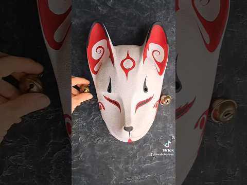 DIY Japanese traditional kitsune mask made from papier mache