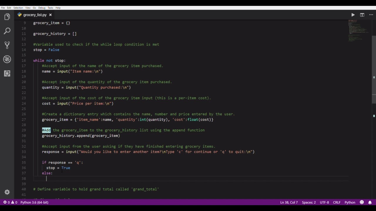 Python by Example - Grocery List