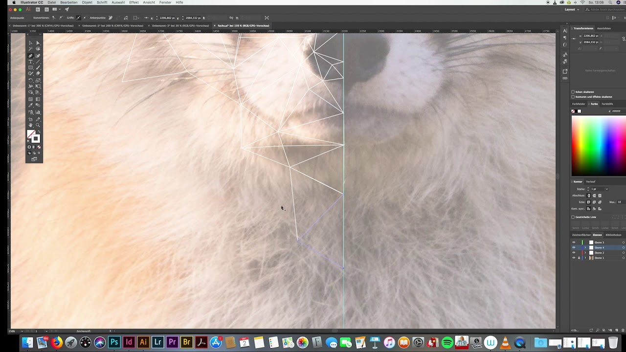 low poly fox speedpainting adobe illustrator
