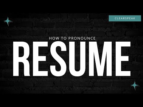 How to Pronounce Resume in English