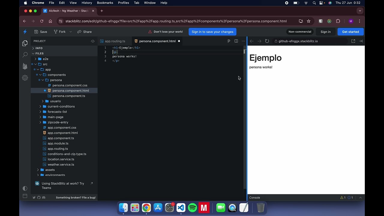 Programando Angular desde el navegador con Stackblitz