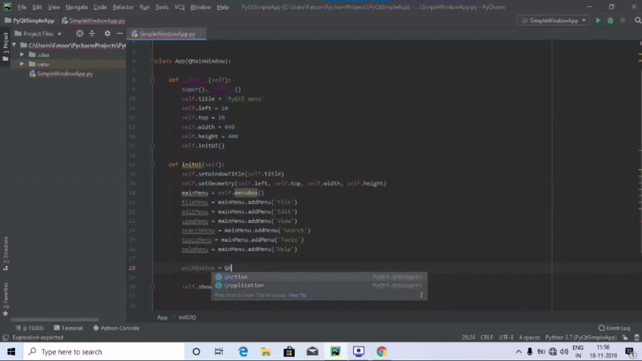 PyQt5 grid layout - QGridLayout Class