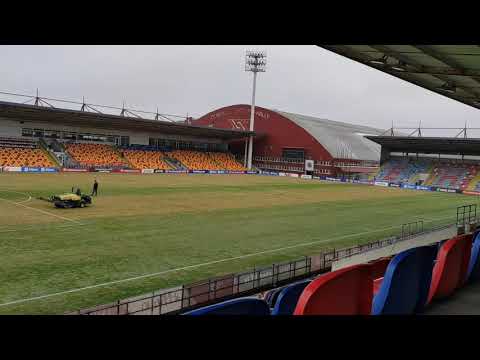 Skonto stadium pitch painting on World Cup Qualifiers matchday