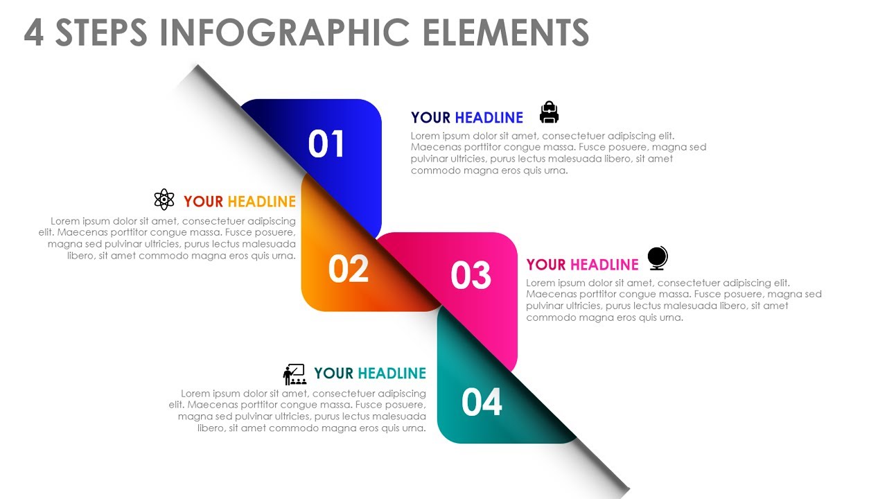 4 Steps Infographic Slide in PowerPoint | Round Squares Infographics