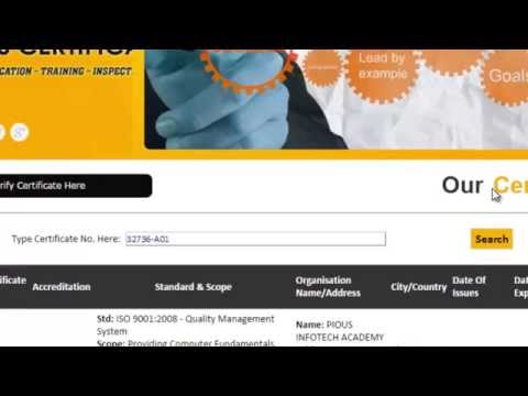 Verify ISO Certification of an Institute.