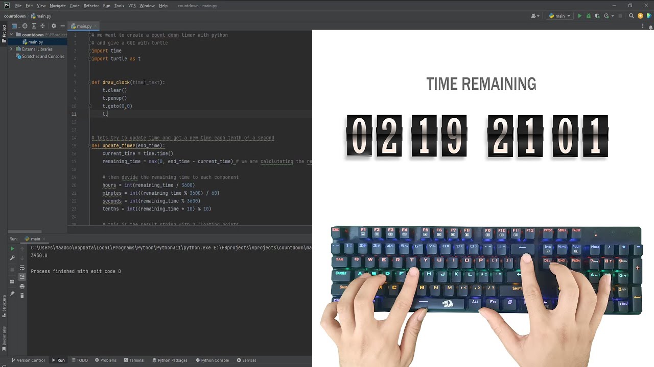 Countdown Timer with Python - ASMR Programming - No Talking