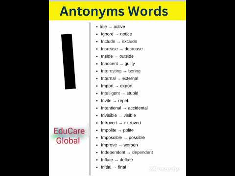 Antonyms Words. Antonyms Words. Know about the antonyms Words starting with letter 'I'. #english