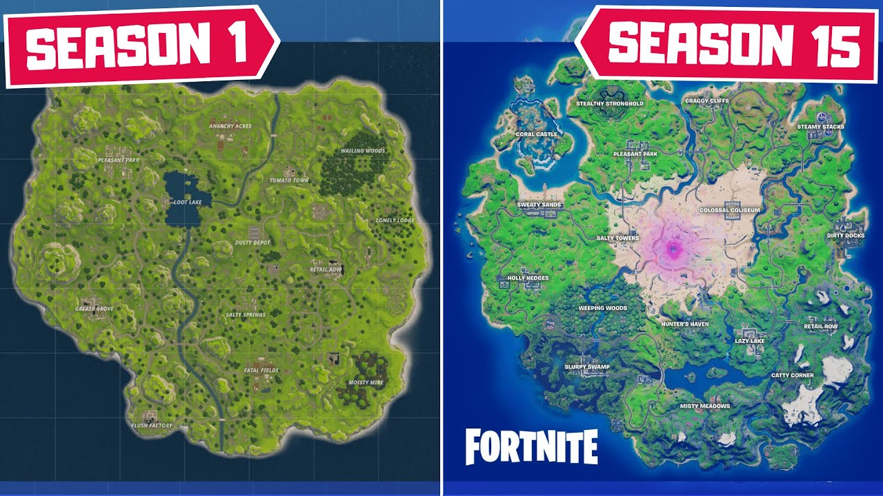 Evolution of The Entire Fortnite Map! (Chapter 1 Season 1 - Chapter 2 Season 5)