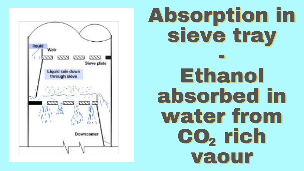 Absorption in sieve tray tower (Ethanol is absorbed by water)