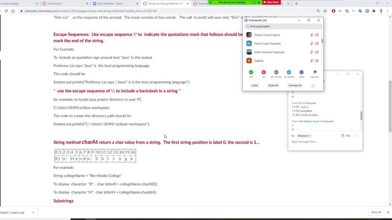 Java programming String and String methods, length, charAt, subString