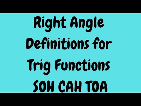 Right Triangle Definitions of Trigonometric Functions SOH CAH TOA