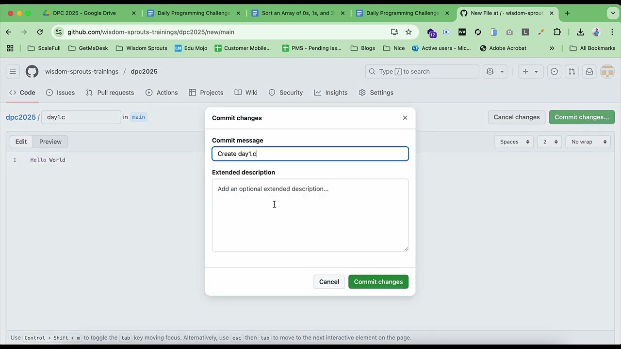 Setup GitHub for Daily Programming Challenge 2025 - Wisdom Sprouts IT Training Hub