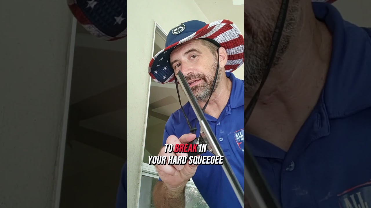how to clean windows with a squeegee, breaking in a squeegee rubber. #diy #windowcleaning