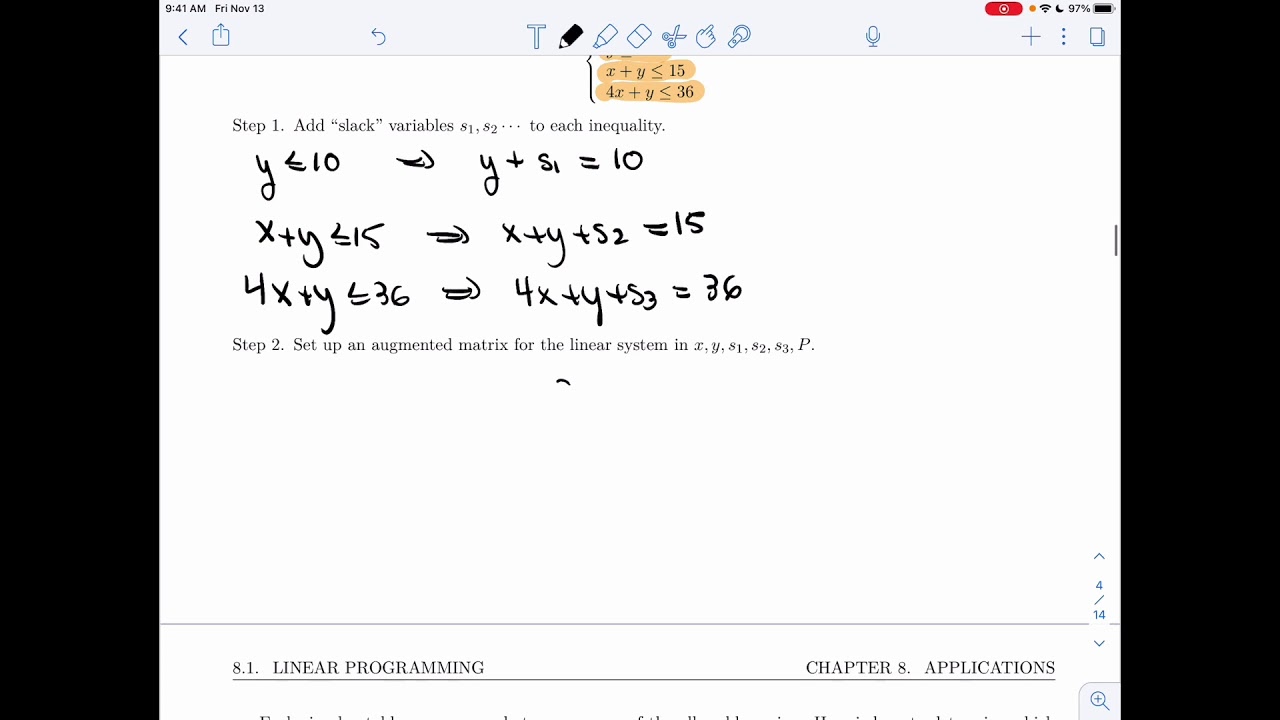 Linear Algebra 8.1.1 - The Simplex Method : Standard form. (1 of 4)