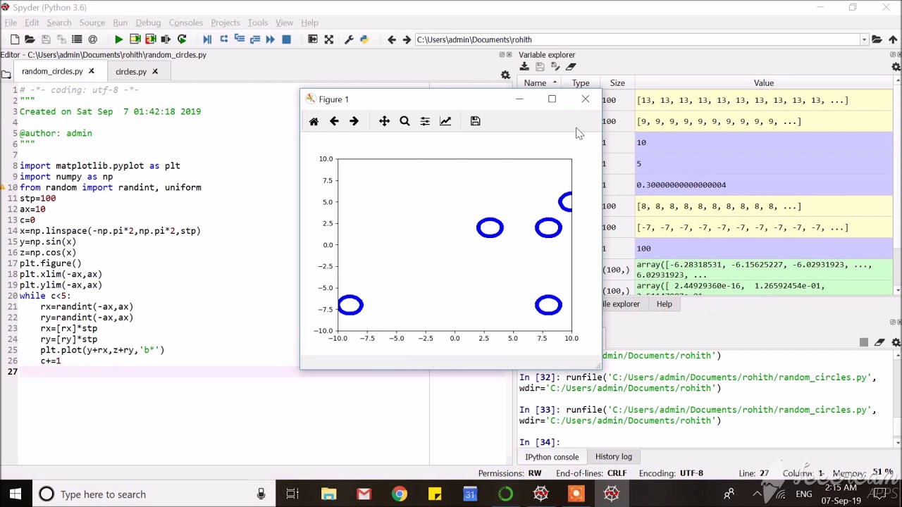 random circles- spyder and python